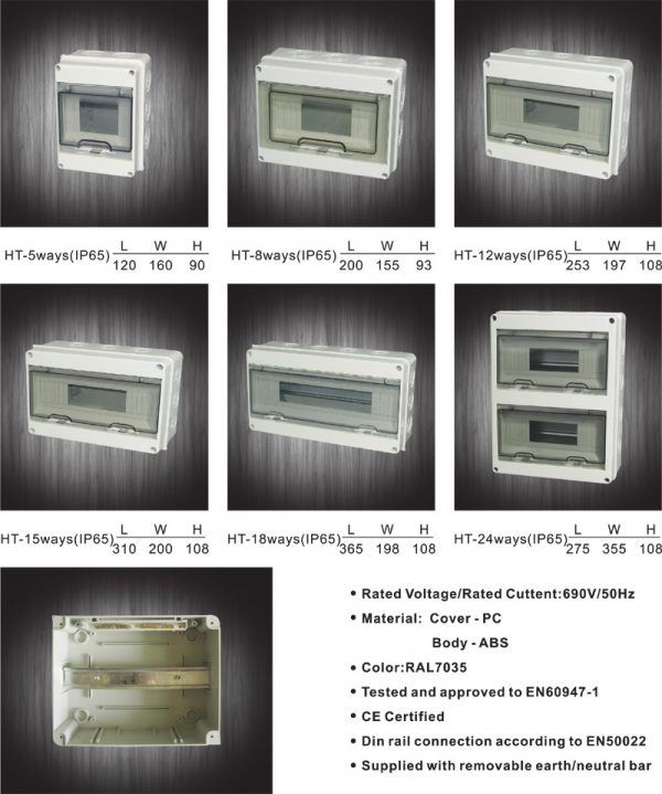 5-25 ways HT IP65 Plastic box HT series - Distribution board, circuit ...