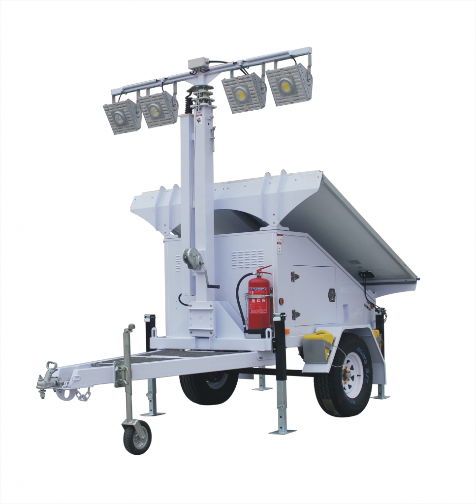 MO-4300-4 Ezitown solar battery powered led 8m mast mobile light tower ...