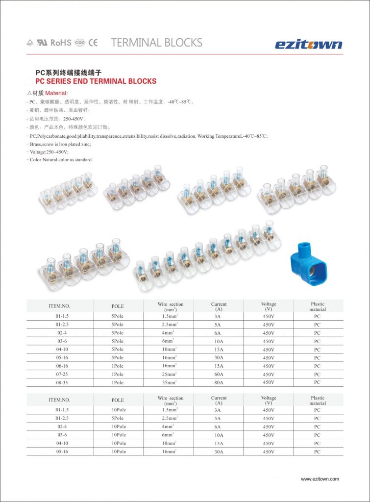 Transparent Terminal Block neutral and live link pc-1 pc-2 ...