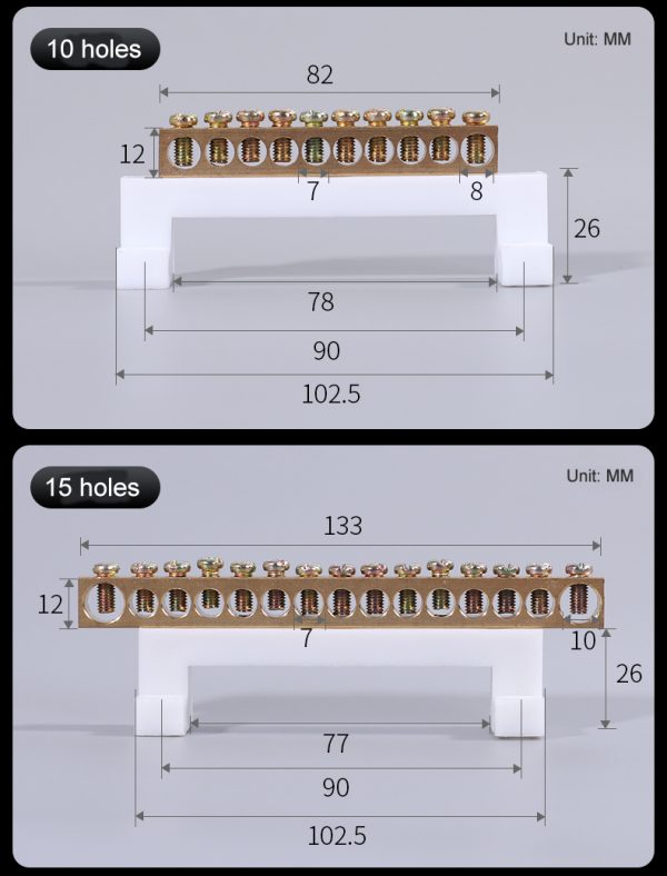 Neutral bar terminal block bridge type neutral line wiring copper row ...