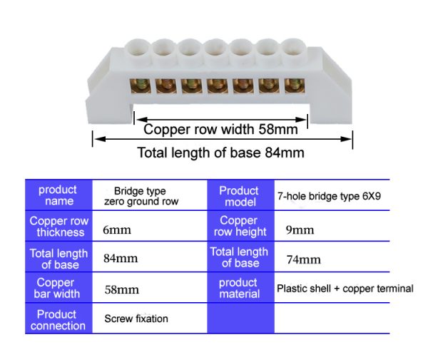Neutral bar terminal block bridge type neutral line wiring copper row ...