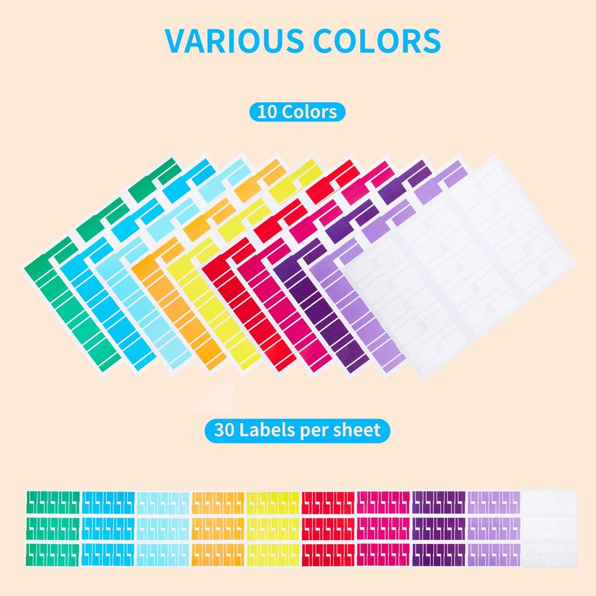 Ezitown 30pcs/sheet colors cable label for soho wire management ...